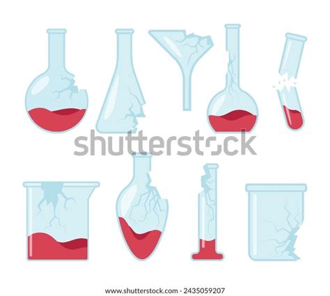 Set Broken Beaker Collection Broken Glass Stock Vector Royalty Free