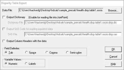 Exporting Tables From HD Calc HD Calc Help System