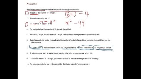 Grade 6 Module 4 Lesson 17 Problem Set Youtube