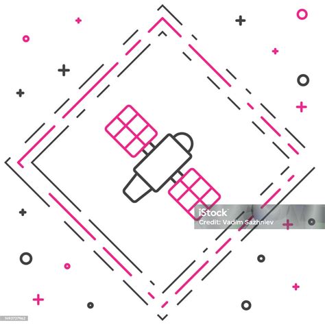 흰색 배경에 격리 된 라인 위성 아이콘 다채로운 개요 개념 벡터 0명에 대한 스톡 벡터 아트 및 기타 이미지 0명 검은색