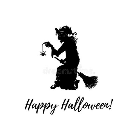 Witch Vector Illustration With Happy Halloween Lettering All Saints