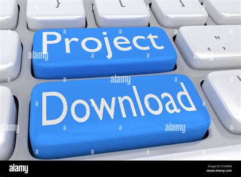 3d Illustration Of Computer Keyboard With The Script Project Download On Two Adjacent Pale