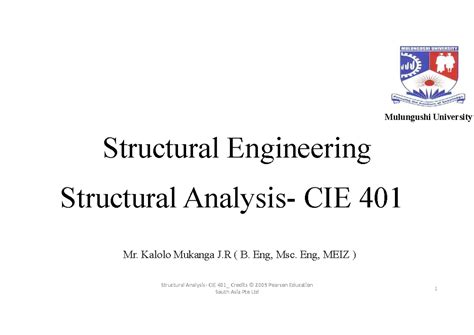 Lecture 1 Cie 401 Summary Structural Analysis Structural