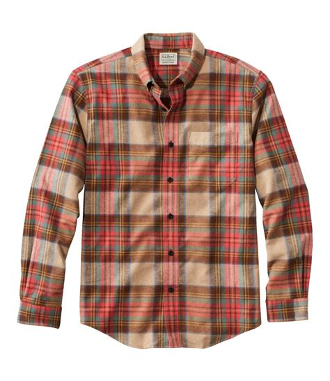 Mens Scotch Plaid Flannel Shirt Slightly Fitted Casual Button Down