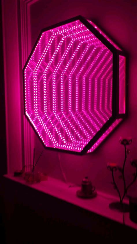 Infinity Mirror Octagon Led Wall Lamp Animated Rgb Colour Changing Wall