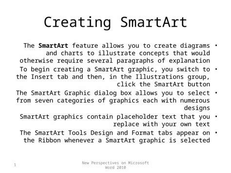 PPTX Creating SmartArt The SmartArt Feature Allows You To Create Diagrams And Charts To