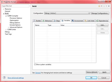 Project Level Build Variables Code Composer Studio Forum Code