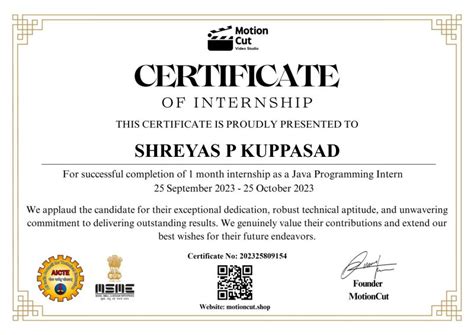 Shreyas P Kuppasad On Linkedin Java Internship Softwaredevelopment Careerdevelopment Learning…