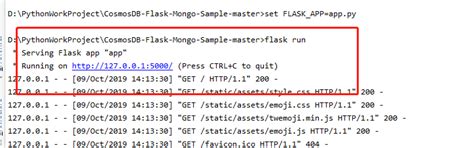 flask app using azure cosmos db for mongodb api connection error