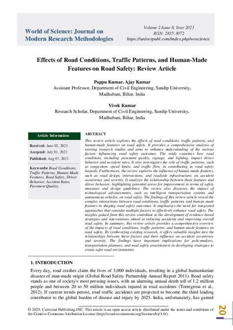Pdf Effects Of Road Conditions Traffic Patterns And Human Made
