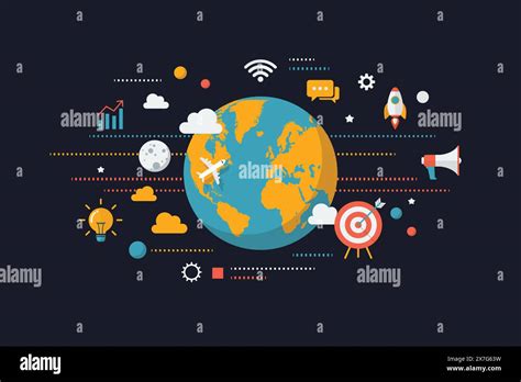 Global Vector Design Of Digital Business Vector Illustration Stock