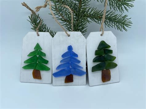 Sea Glass Christmas Tree Ornaments Handmade Seaglass Holiday Decor