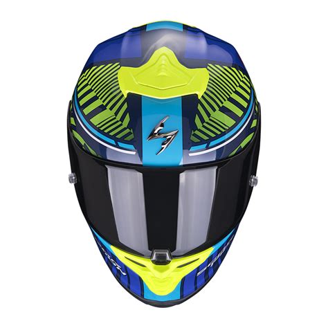 CASQUE SCORPION EXO R1 AIR VICTORY BLEU JAUNE FLUO Equipement Moto