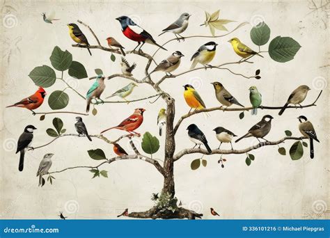 A Branching Tree Diagram Depicting The Evolution Of Different Birds