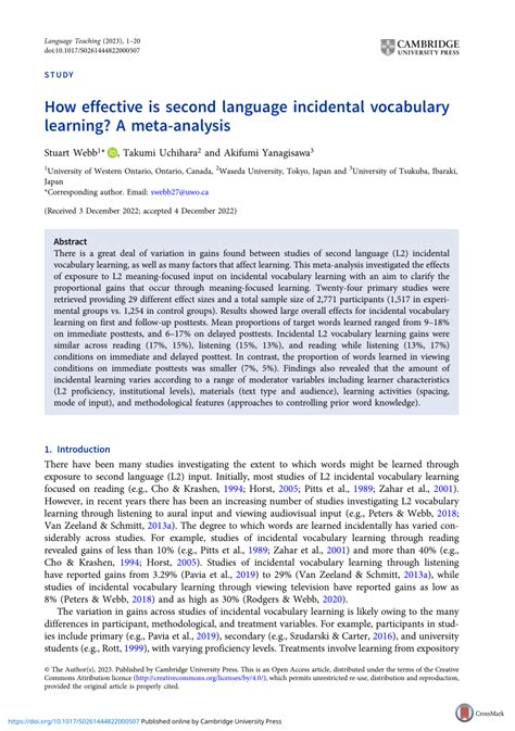 PDF How Effective Is Second Language Incidental Vocabulary Learning