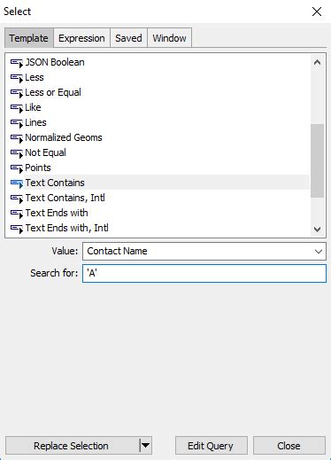 Example Using The Select Dialog Template Tab