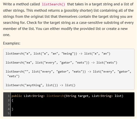 Write A Method Called ListSearch That Takes In A Chegg