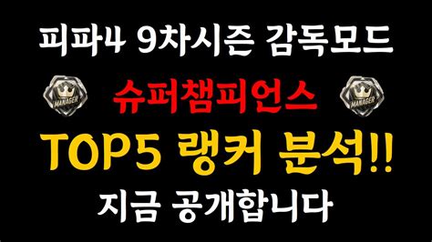 전술 포메이션 및 훈련코치 금카특성 슈챔 랭커 5위까지 분석 피파4 9차시즌 감독모드 Youtube