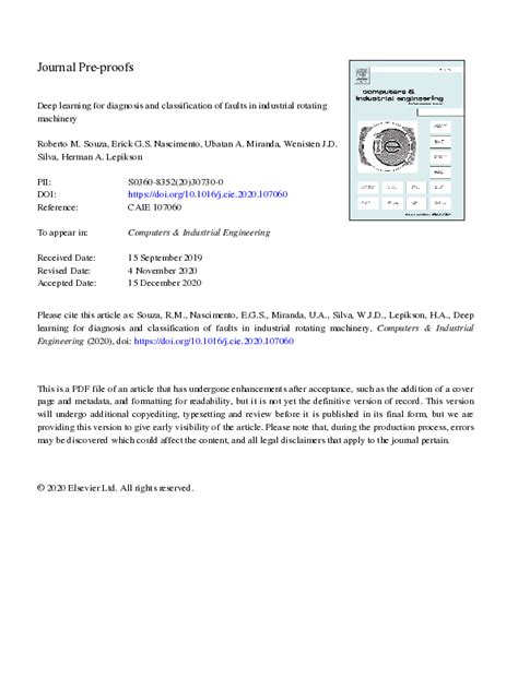 Pdf Deep Learning For Diagnosis And Classification Of Faults In Industrial Rotating Machinery