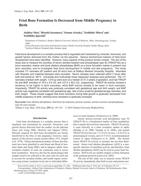 pdf fetal bone formation is decreased from middle pregnancy to birth