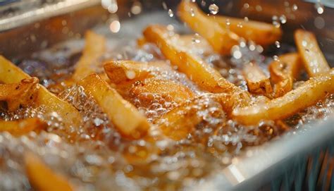 Cooking French Fries Close Up Of Frying French Fries In The Fryer In