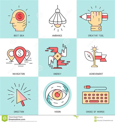 vector icons in modern linear style stock vector illustration of