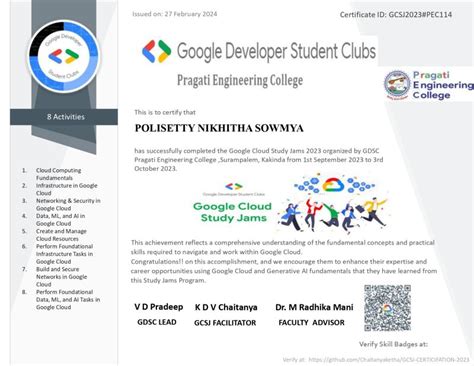 Nikhitha Sowmya Polisetty On Linkedin Gdsc Pragatiengineering