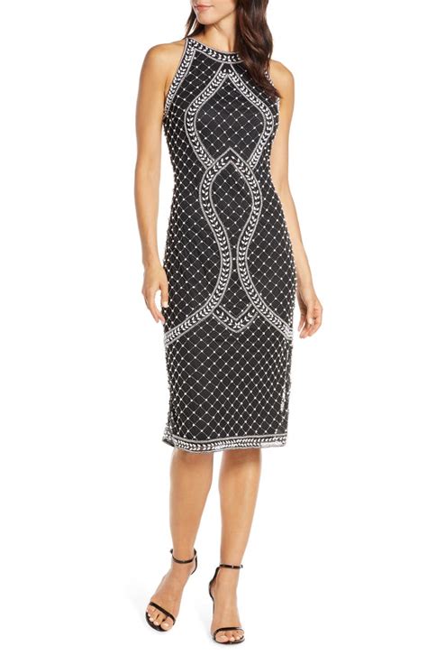 Pisarro Nights Middy Pearly Beaded Sheath Dress Nordstrom