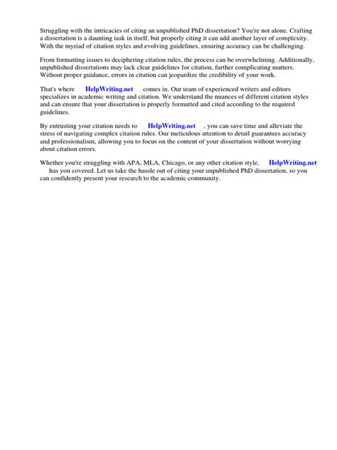How To Cite Unpublished Phd Dissertation Download Free Pdf Thesis