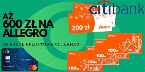 Bony podarunkowe na Allegro aż zł Za założenie karty kredytowej w Citibanku krótka