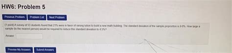 Solved Hw6 Problem 5 Previous Problem Problem List Next