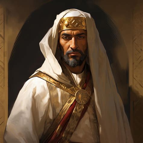 Premium Ai Image A Man In A White Robe And Gold Headdress