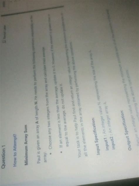 Question 1 How To Attempt Minimum Array Sum Studyx