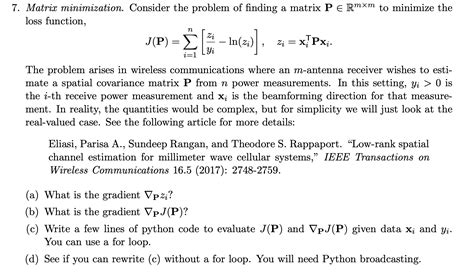 Matrix Minimization Consider The Problem Of Finding Chegg