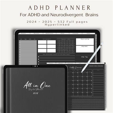 All In One Digitaler Planer Adhd 2024 2025 Planer Ganze Seiten Mit