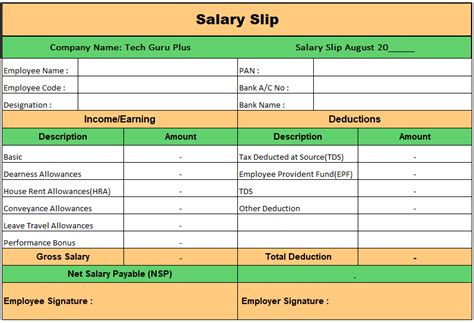 Salary Slip Generator Using Excel Format Salary Slip Format In Excel Download Free