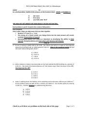 PHYS 130 Final Exam FALL 2019 Doc PHYS 130 FINAL EXAM FALL 2019 K