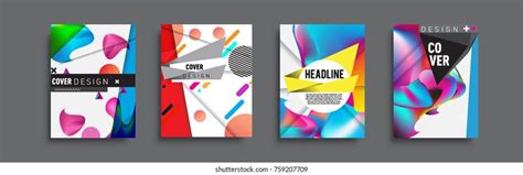 Programming Coding Flat Style Covers Set Stock Vector Royalty Free
