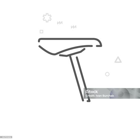 자전거 안장 고 Seatpost 벡터 라인 아이콘 기호 그림 기호 밝은 추상 기하학적 배경 편집 가능한 스트로크 개성 개념에
