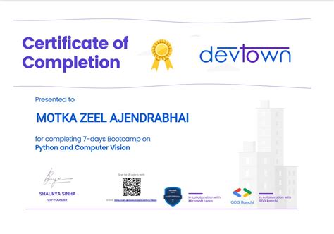 Zeel Motka On Linkedin Python Computervision Certificateofcompletion Microsoftcertificate