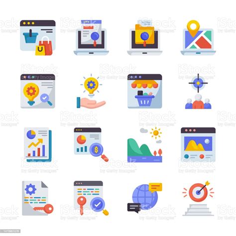 Seo 개발 및 마케팅 벡터는 개요 아이콘 스타일 그림으로 가득 차 있습니다 Eps 10 파일 세트 1 개발에 대한 스톡 벡터 아트 및 기타 이미지 Istock