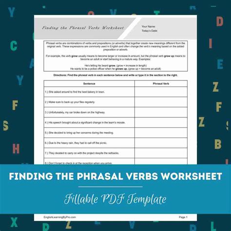 Finding The Phrasal Verbs Worksheet Editable Fillable Printable Pdf