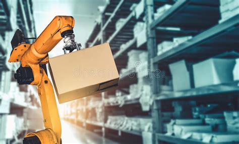 Smart Robot Arm System For Innovative Warehouse And Factory Digital Technology Stock