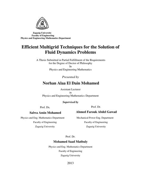 PDF Efficient Multigrid Techniques For The Solution Of Fluid Dynamics Problems