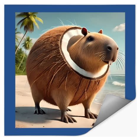 Italian Brainrot Capybara Capybarello Cocosini Stickers Square Sticker 3 X 3 Royal Blue Sold