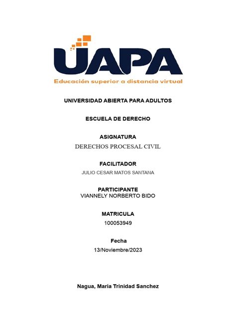 Tarea 2 Derecho Procesal Civil 1 Pdf Judicaturas Juez