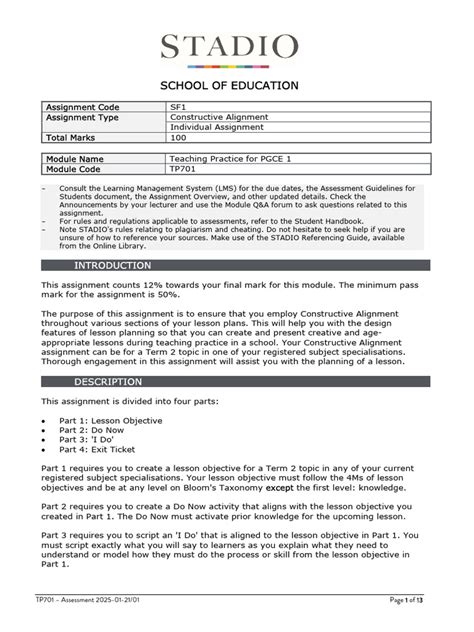 Stadio Assignment Template Tp701 Sf1 2025 Pdf Turnitin Learning