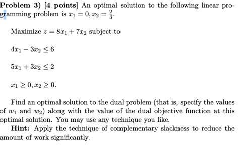 solved problem 3 4 points] an optimal solution to the