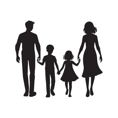 Familia Feliz Silueta Familia Clip Art Padres E Hijos Ilustración