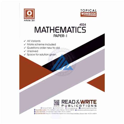 O Level Mathematics Paper 1 Topical Unsolved Read And Write Maryam